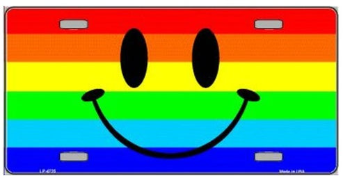 Rainbow Smiley Face License Plate – Inundatio.com